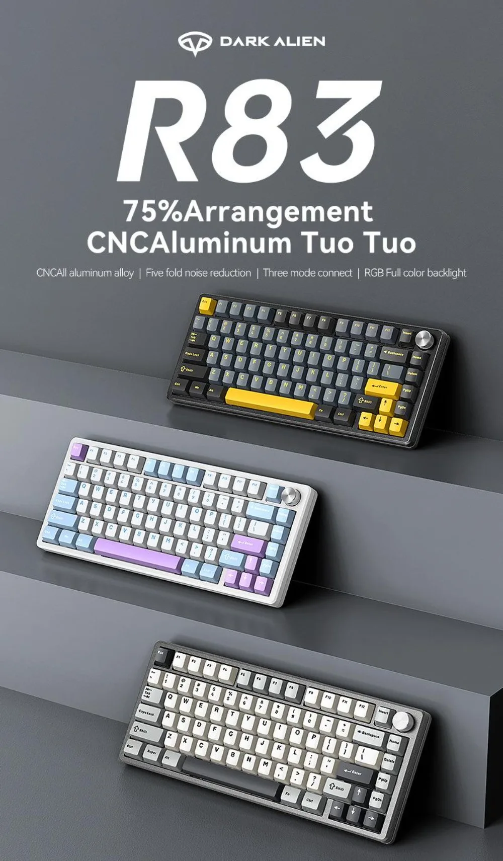 DARK ALIEN R83 83-клавишная механическая RGB клавиатура | AliExpress