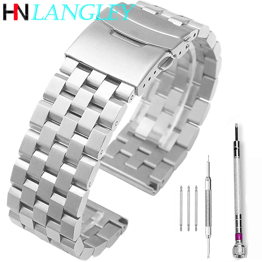 26mm-24mm-22mm-20mm-18mm-Metal-Watch-Band-Premium-Solid-Stainless-Steel ...