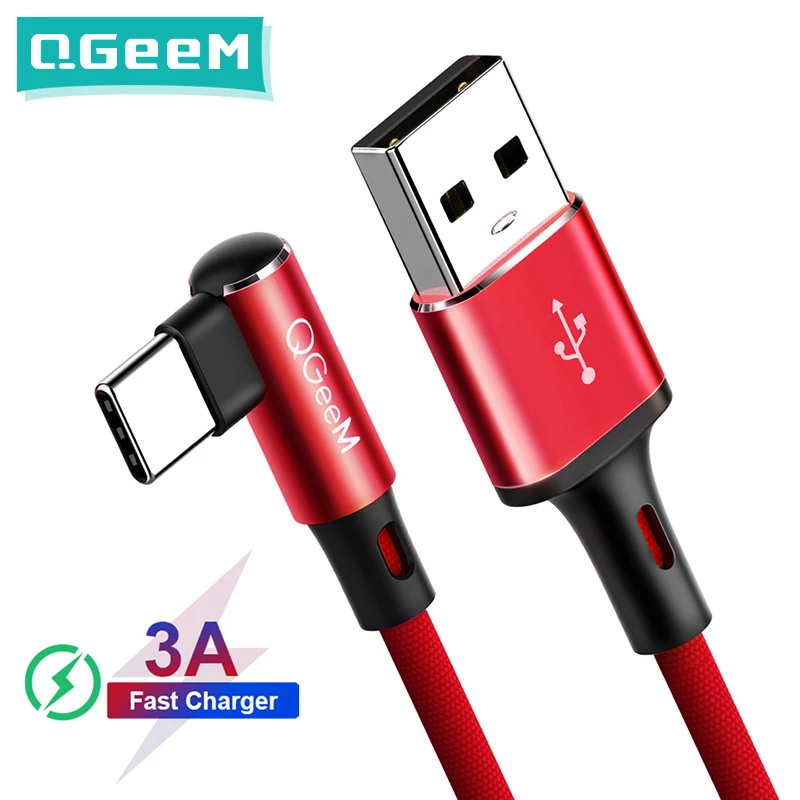 Qgeem Usb Type C Cable For Samsung Note 8 S8 Xiaomi Mi 90 Degree Cell ...