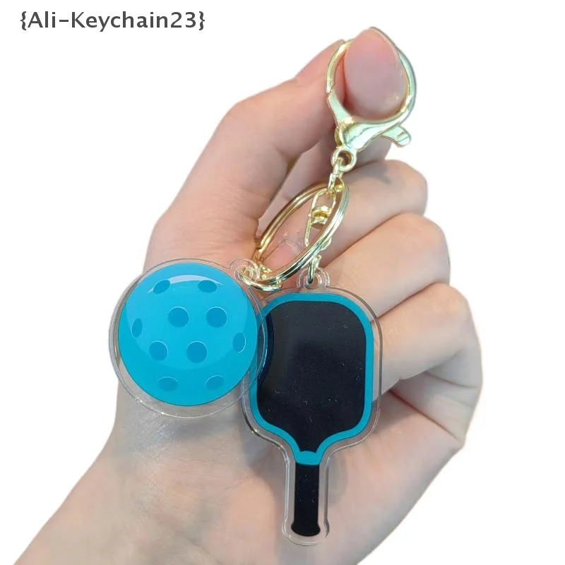 1PCS Creative Pickleball Racket Metal Keychain Colorful Hollow Golf ...