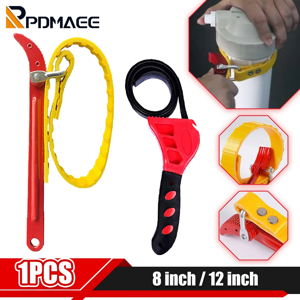 6-8-12inch-Belt-Wrench-Adjustable-Oil-Filter-Puller-Strap-SpannerChain ...