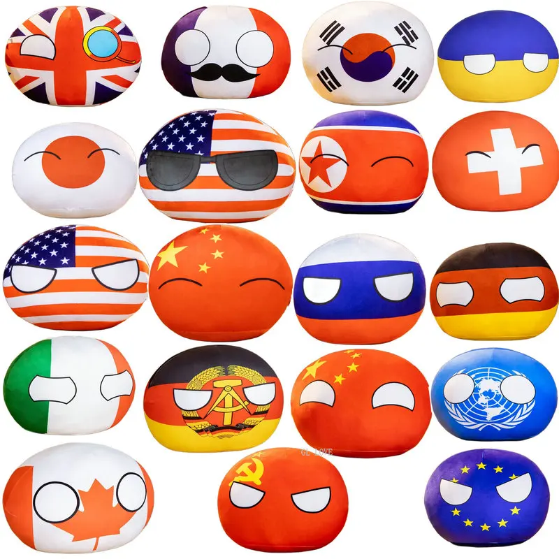 10/30/40CM National Flag Plush Toy Kawaii Country Flag Ball Doll Soft ...