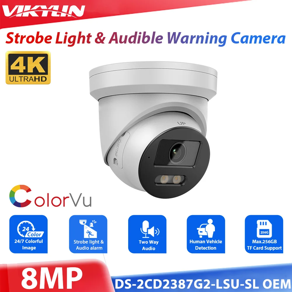 Vikylin-8MP-4K-ColorVu-IP-Camera-For-Hik-DS-2CD2387G2-LSU-SL-Strobe ...