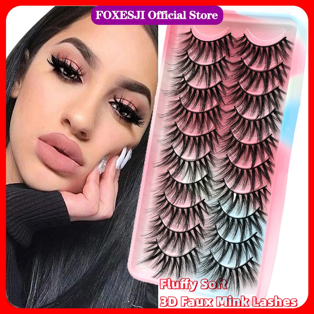 Foxesji Faux Cils Natural Wispy 3d Faux Mink Lashes Fluffy Full Lash ...