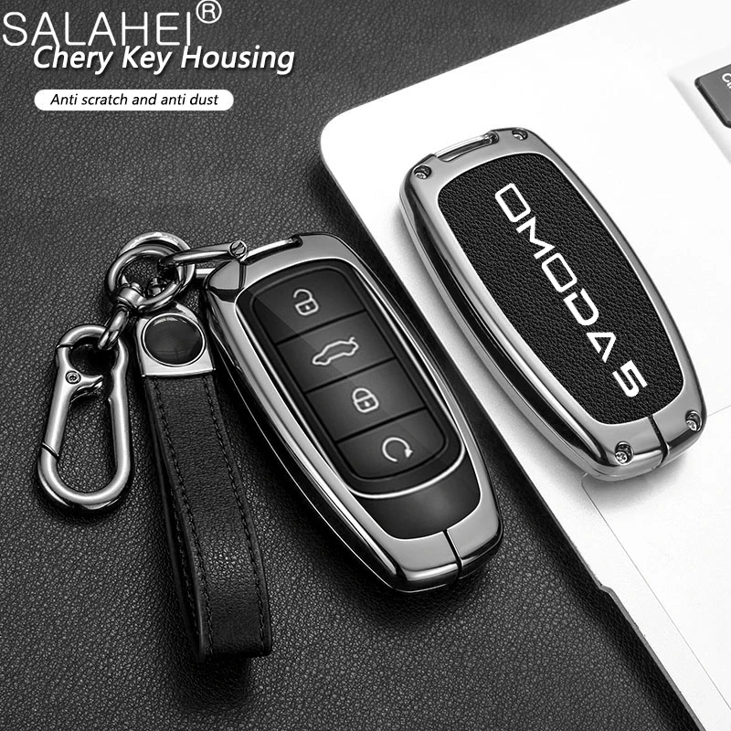 Zinc-Alloy-Leather-Car-Smart-Remote-Key-Case-Fob-Cover-Shell-Keychain ...