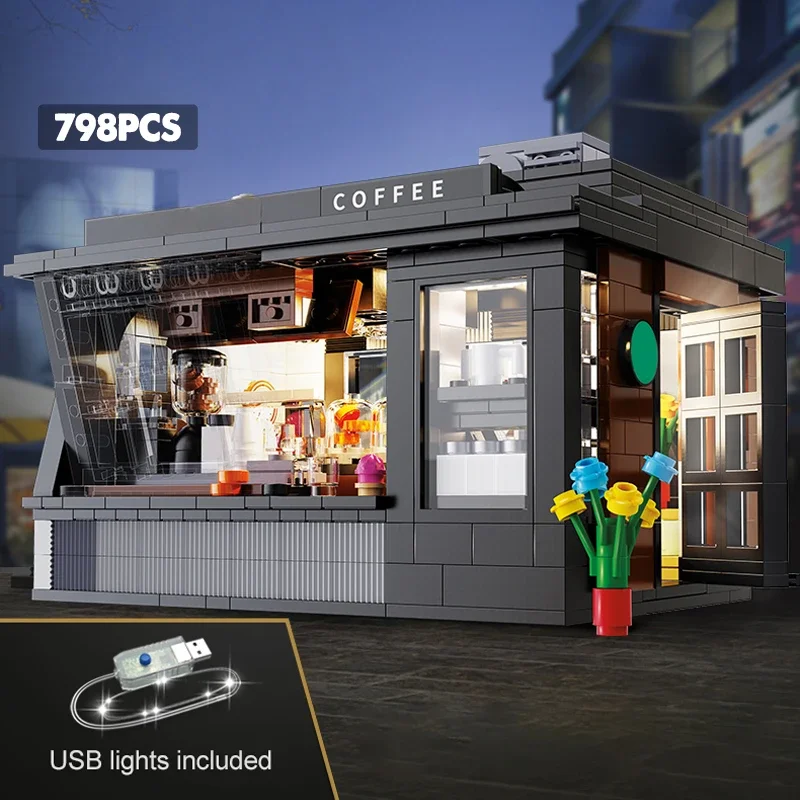 Creative-Street-Scene-Modular-Buildings-LED-Cafe-Store-Model-768PCS ...