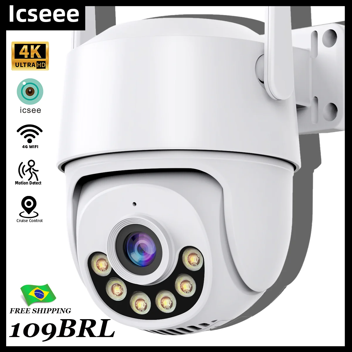 Icsee Wireless Security Camera, Vigilância ao ar livre, CCTV, PTZ, 4K ...