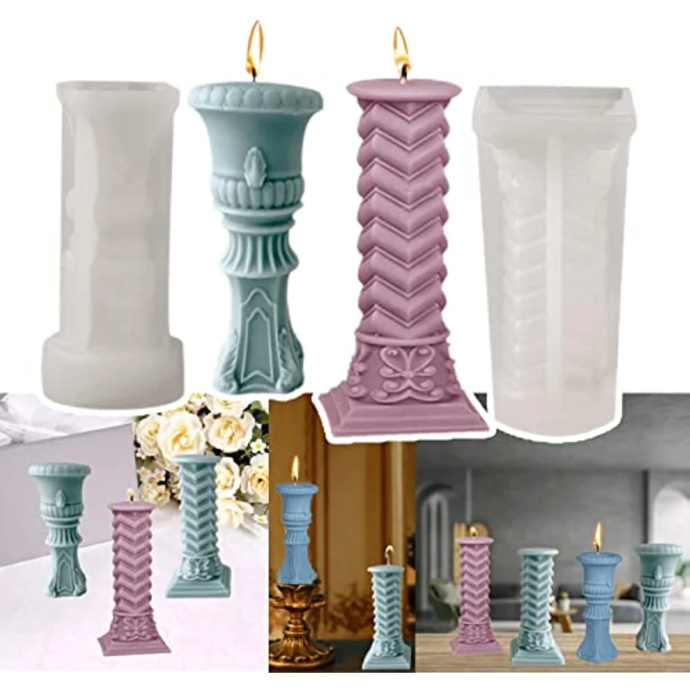 3D Vintage Roman Column Candle Silicone Molds DIY Handmade Crafts Decor ...