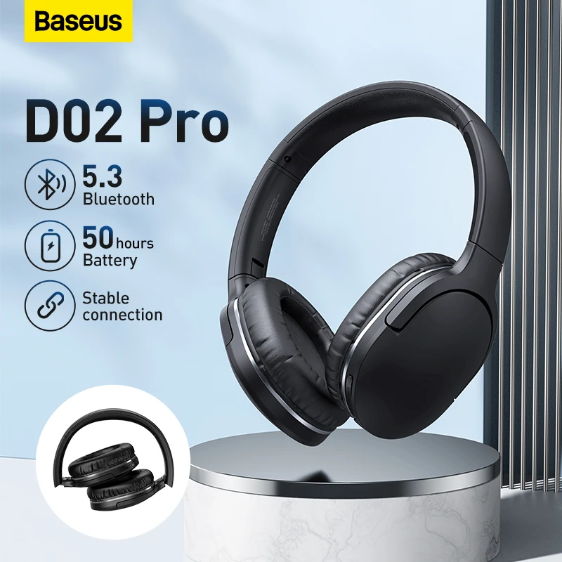 Baseus D02 Pro Wireless Bluetooth Headphones Hifi Stereo Earphones ...