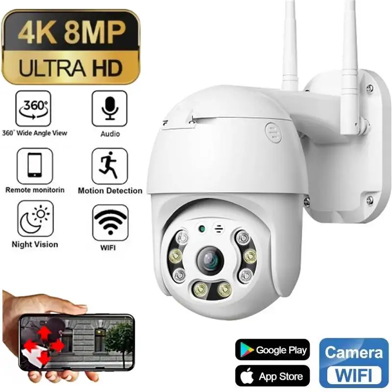 8MP-Wifi-Wireless-Monitor-Cameras-Auto-Tracking-Color-Night-Vision-Two ...