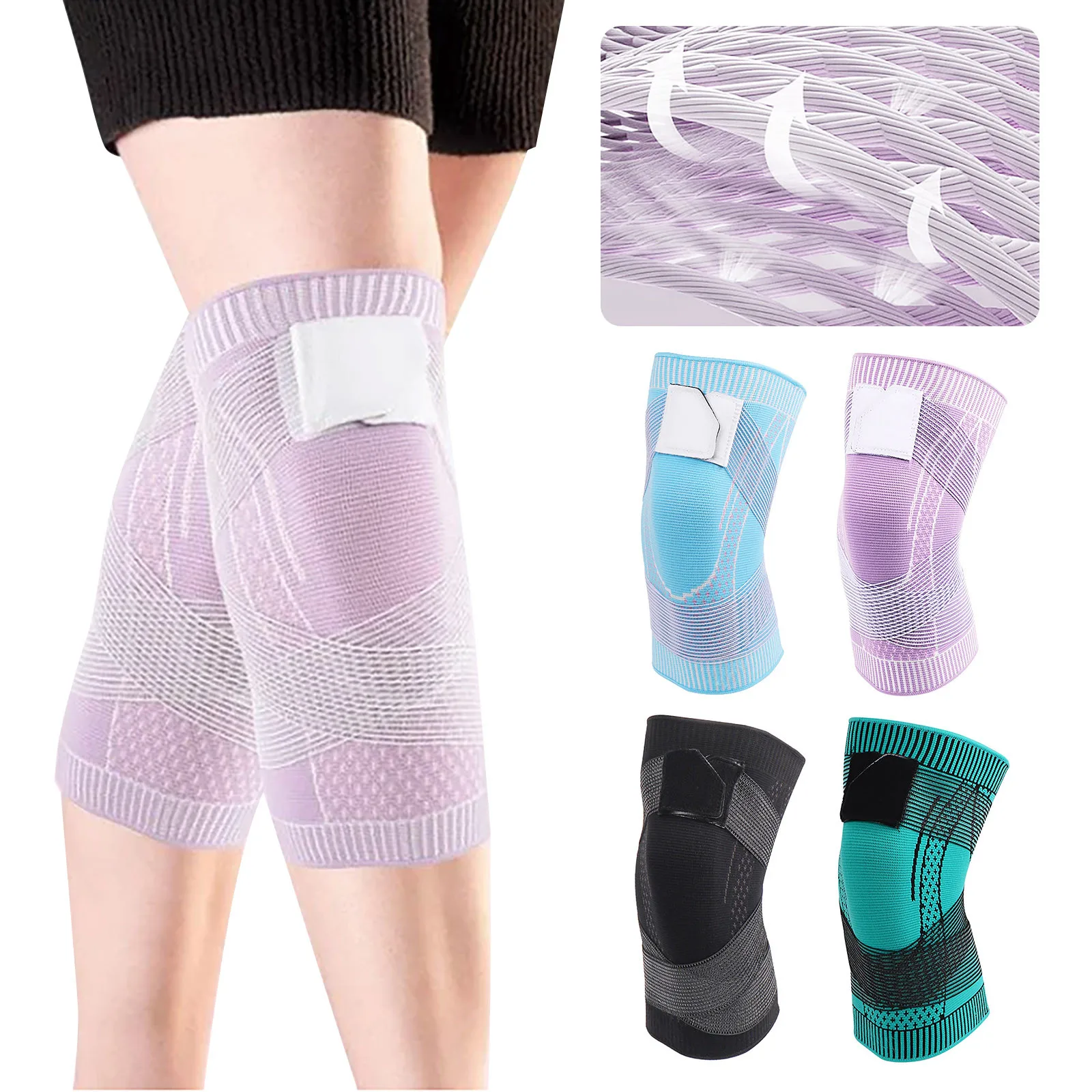 Straps Pressurized Knitted Sports Knee Pads Nylon Breathable Color ...