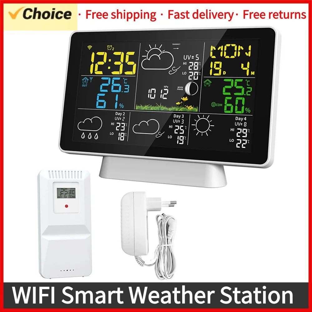 Tuya WiFi Smart Weather Station Temperature and Humidity Meter Time ...
