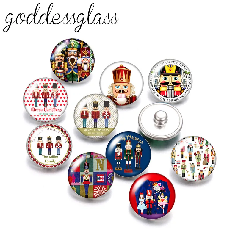 New-Christmas-Nutcracker-Soldiers-and-King-10pcs-Round-12mm-18mm-snap ...