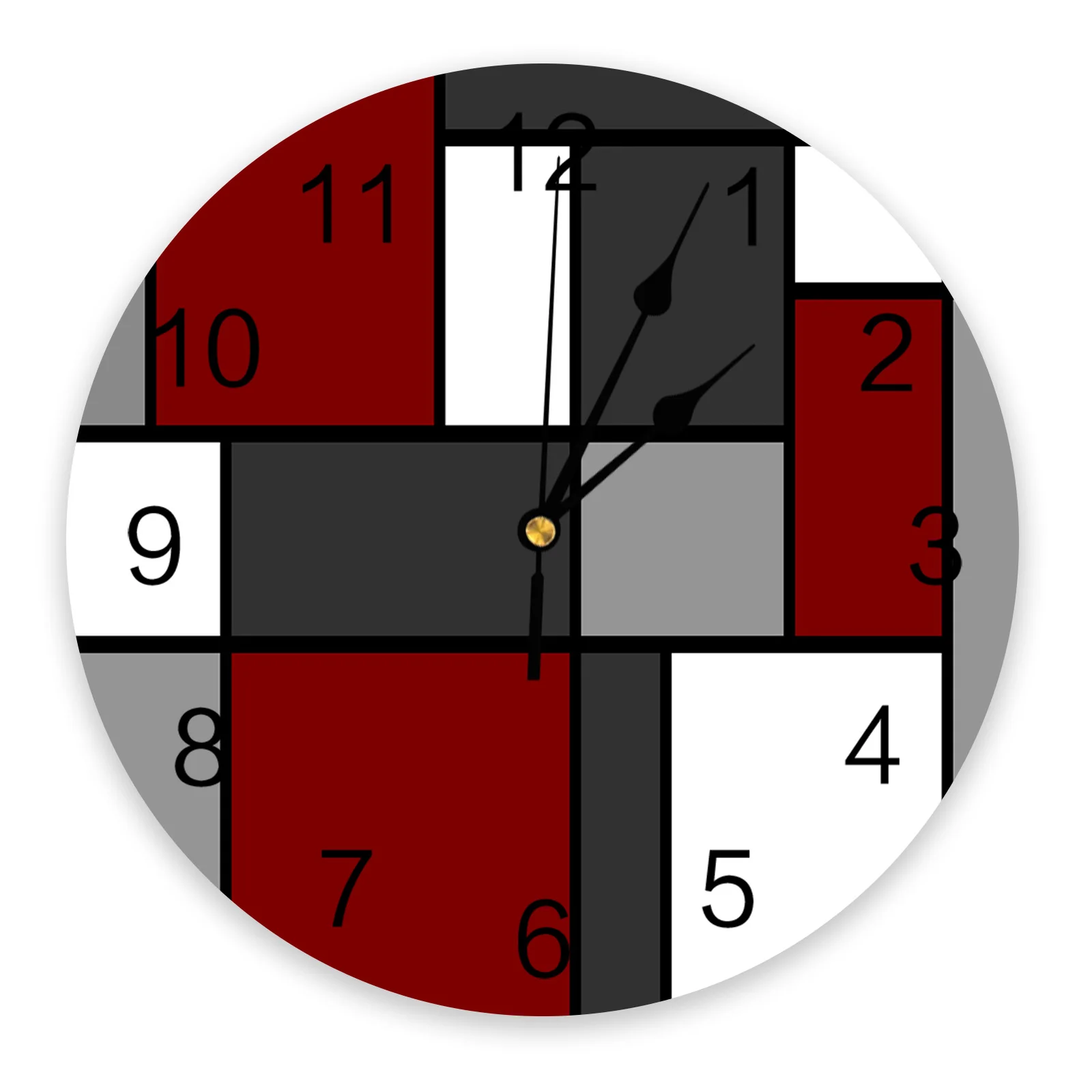 Geometric-Crimson-Abstract-Bedroom-Wall-Clock-Large-Modern-Kitchen ...