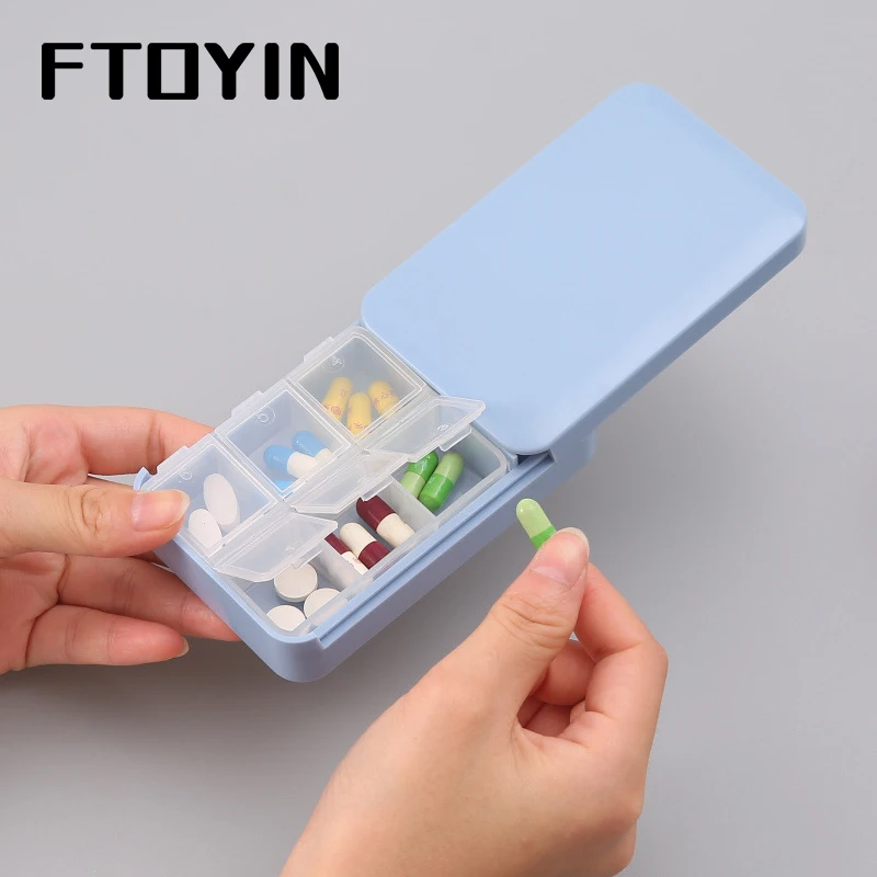 FTOYIN 6 Grids Pill Box Tablet Pillbox Dispenser Weekly Pill Cases ...