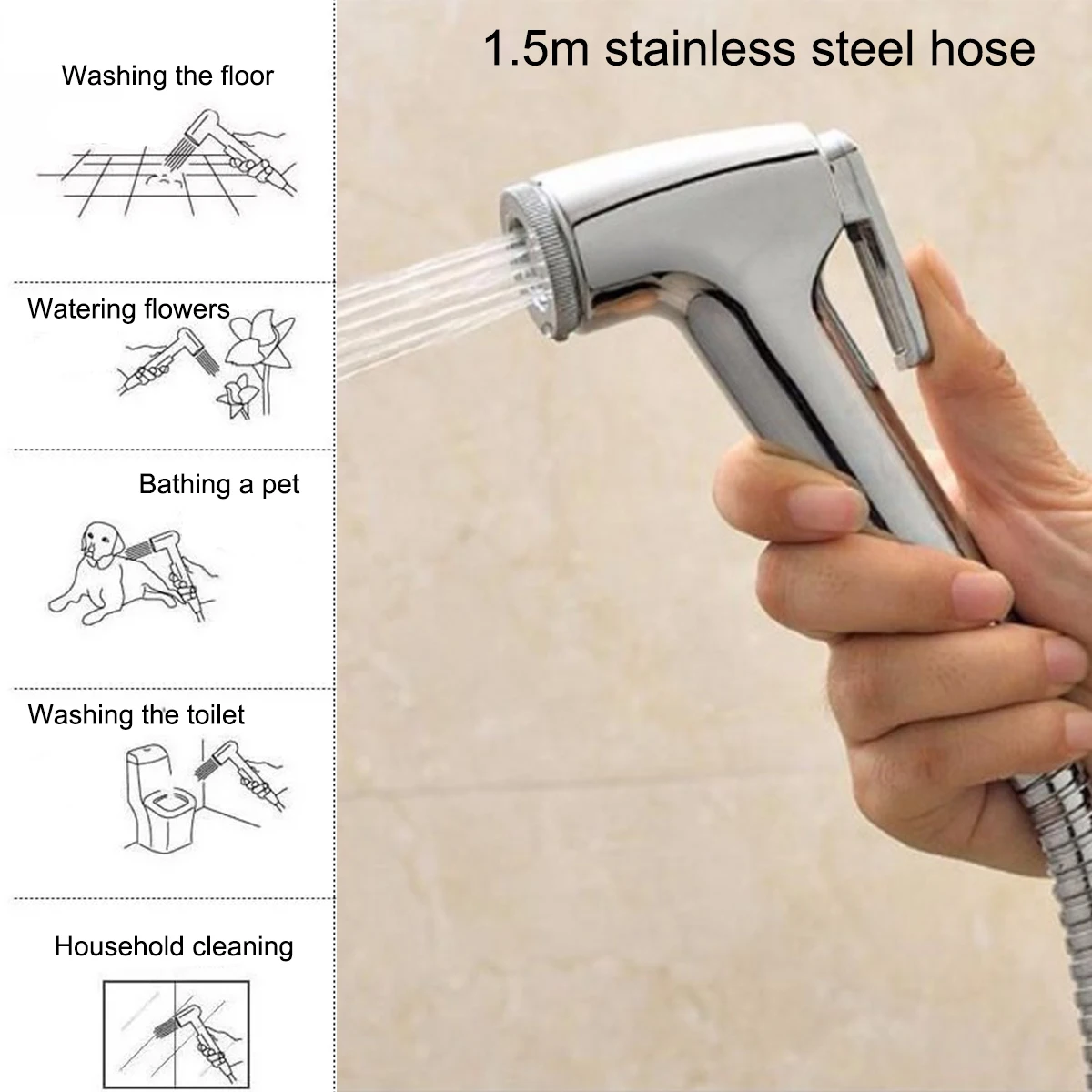 1pcs Handheld Toilet Bidet Shower Sprayer Stainless Steel Hand Bidet ...