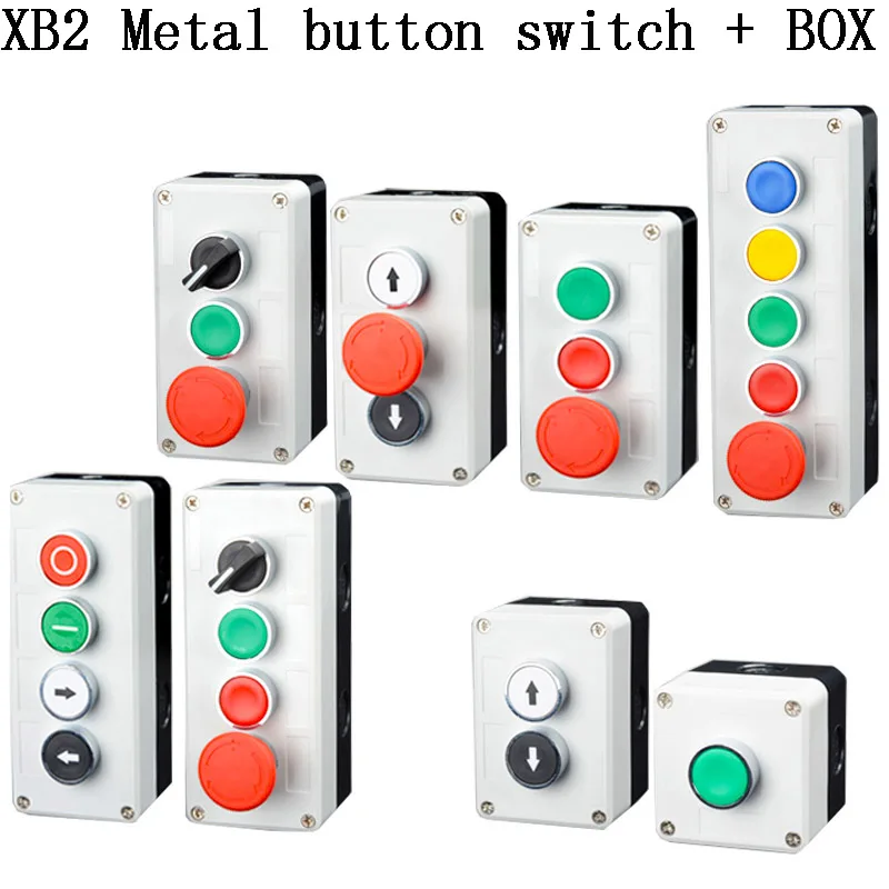 NEW-XB2-Metal-button-switch-control-box-start-stop-industrial-identification-symbol-self-reset ...