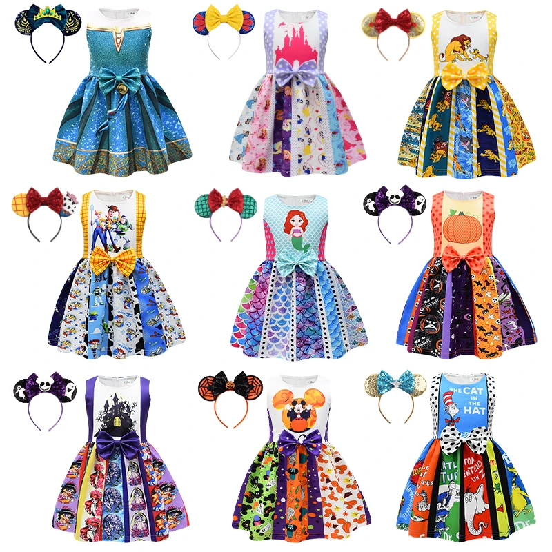 Halloween Cosplay Baby Girl Anna Elsa Skeleton Cartoon Print Casual ...