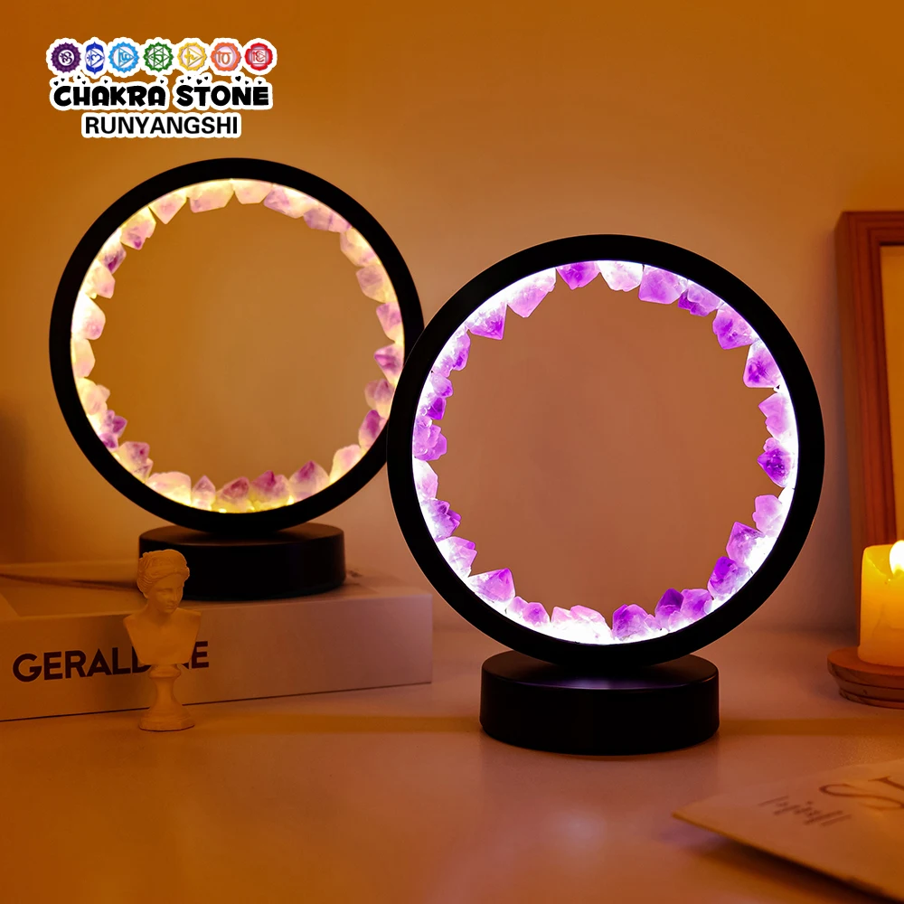 Led Crystal Lamp Room Decoration Natural Gemstone Amethyst Healing ...