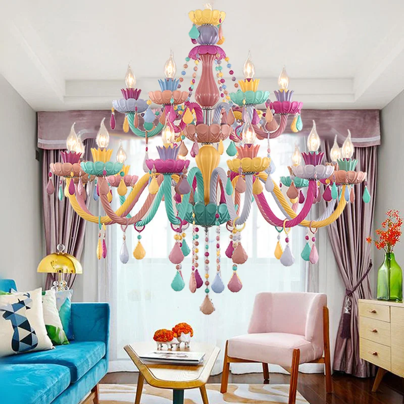 Crystal Chandeliers Colorful Modern Living Room Bedroom Ceiling ...