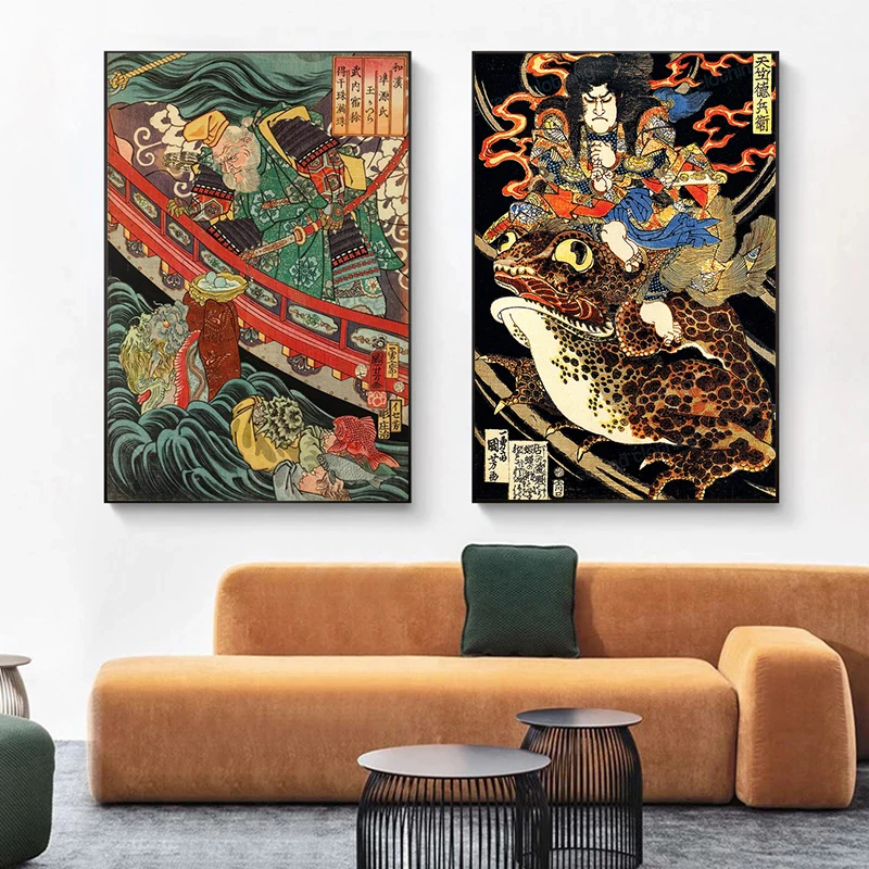 Samurai japonês mural impressão em tela cartaz samurai espada pinturas ...