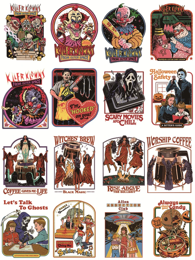 Funny-KILLER-KLOWNS-Iron-on-patches-DIY-Sewing-printing-for-clothes ...