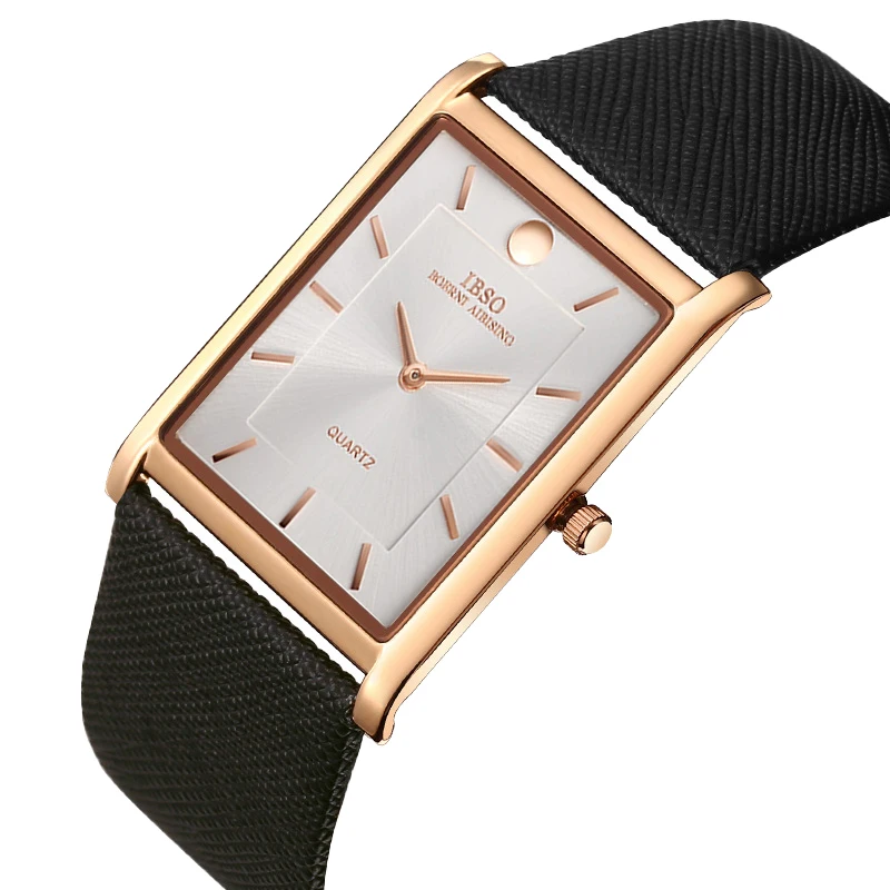 Fashion-Men-Leather-Social-Watch-Rectangular-Dial-Waterproof-Quartz-Man ...