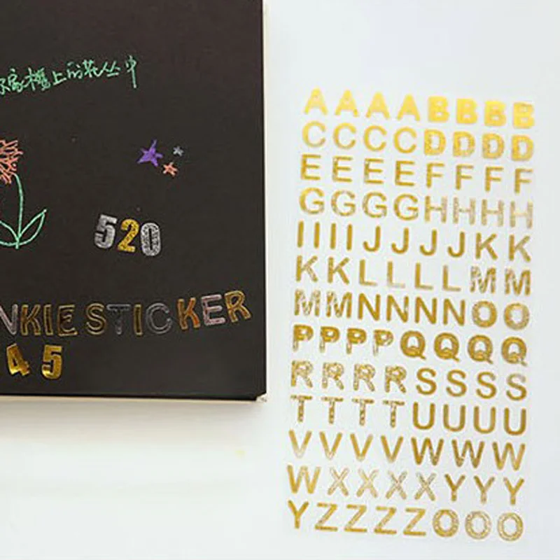 Gommette,Autocollant Alphabet lettres et chiffres, 13 pièces, couleur ...