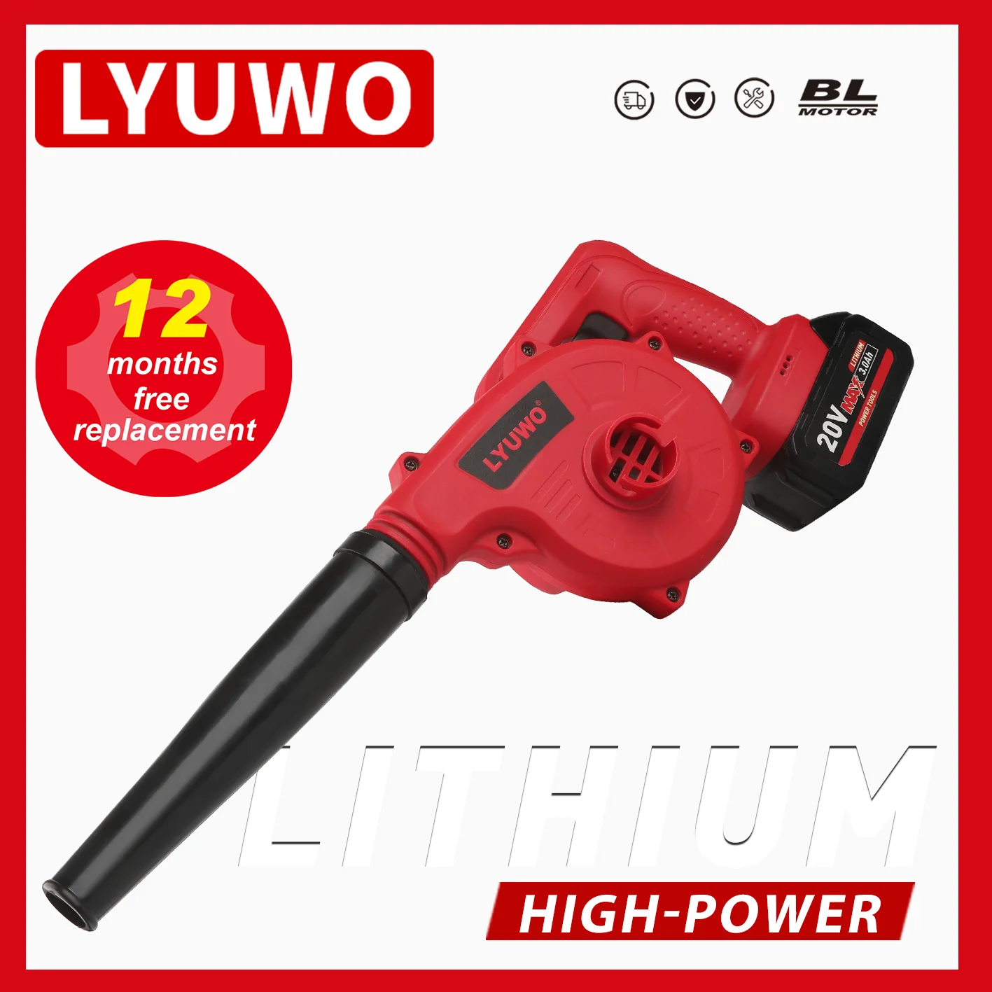 LYUWO Small Lithium Battery Blower, High-power Blower, Industrial Dust ...