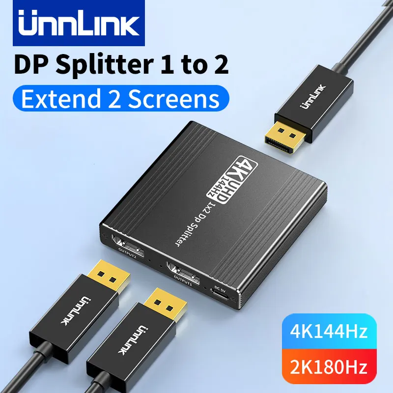 Unnlink-4K-120Hz-60Hz-DisplayPort-Splitter-1-In-2-Out-DP-MST-Hub-1x2 ...