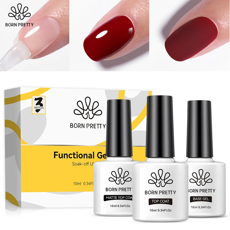 BORN-PRETTY-Base-Gel-Top-Coat-Matte-Nails-Functional-Gel-Kit-10ml-Gel ...