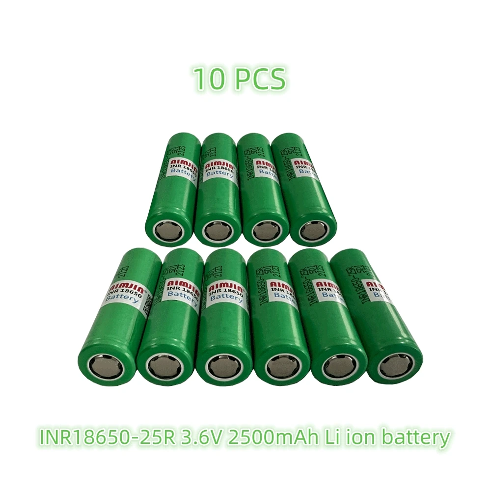 3-6V-2500mAh-10PCS-18650-Battery-For-Samsung-INR-18650-25R-Lithium-Lon ...