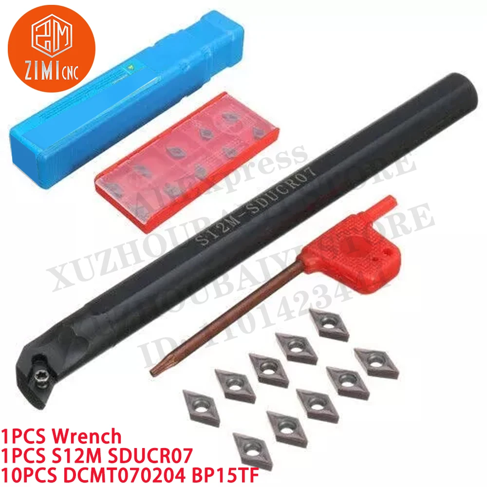 1PCS-S12M-SDUCR07-Lathe-Inner-Turning-Tool-Boring-Bar-10PC-DCMT070204-BP15TF-Carbide-Inserts-CNC ...