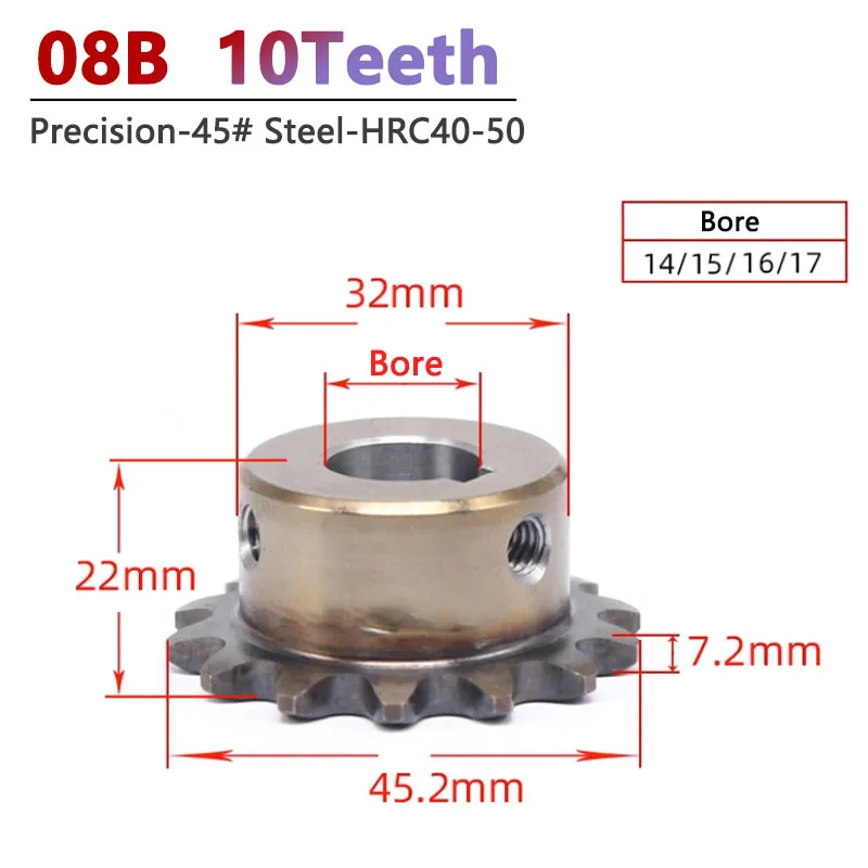 1pc-10T-08B-Chain-Gear-10-Teeth-Precision-Industrial-Drive-Sprocket ...