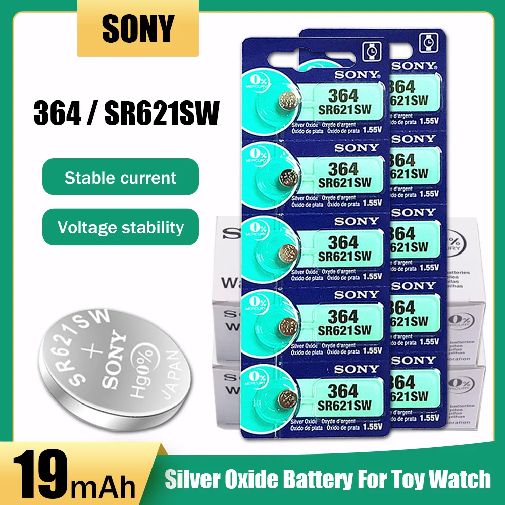 오리지널 소니 200 SR621SW 실버 산화물 배터리, 카메라 원격 제어 시계 시계 장난감 V364 SR60 SR621 AG1 ...