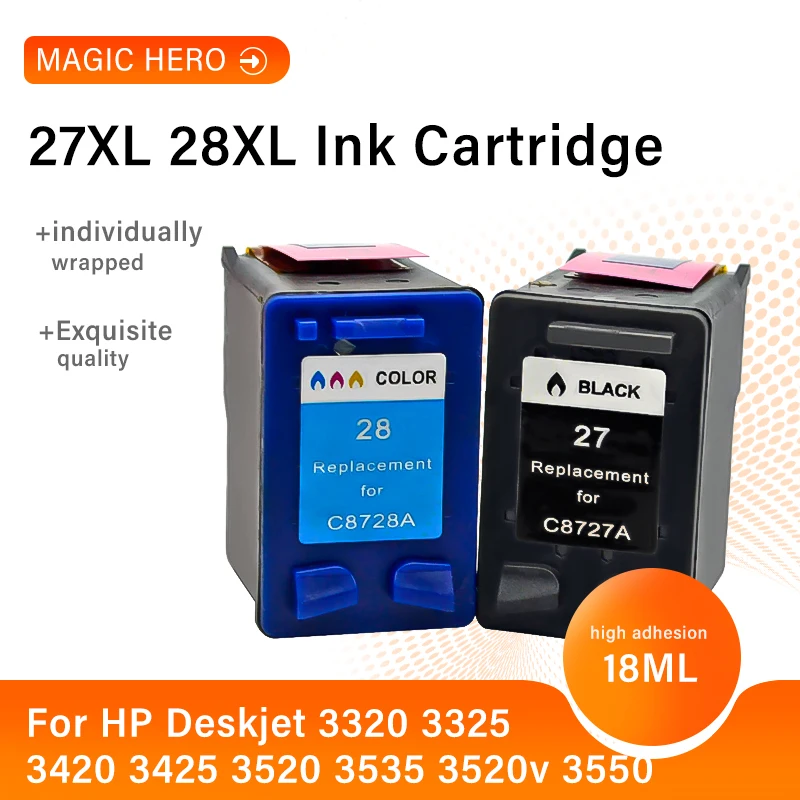 27XL 28XL Ink Cartridge C8727A / C8728A For HP Deskjet 3320 3325 3420 ...