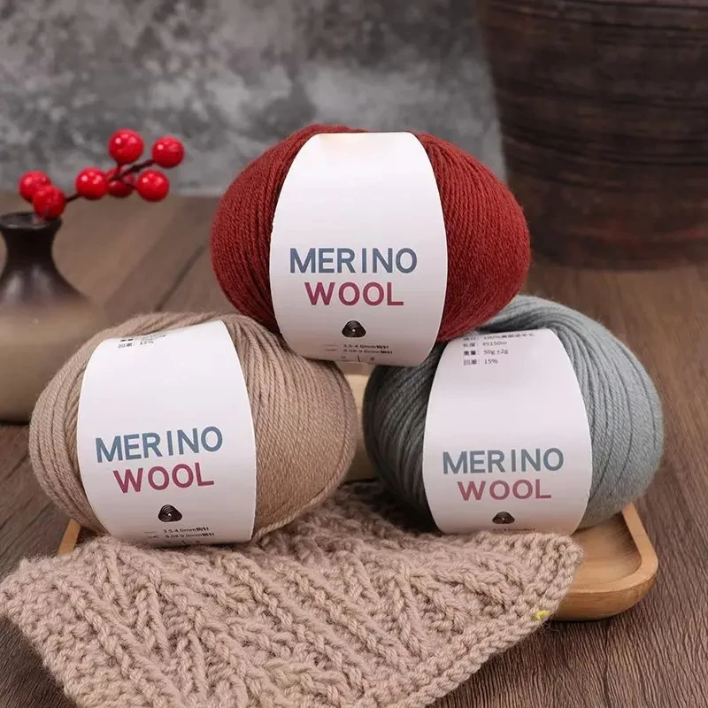 Merino-Pure-Wool-Yarn-Handmade-DIY-Woven-Scarf-Hat-Morandi-Color-Medium ...