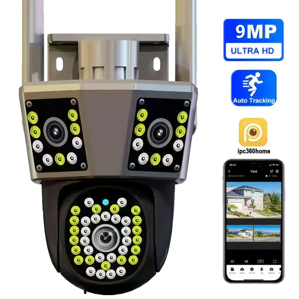 9MP-WiFi-Surveillance-Camera-Outdoor-Three-Lens-Three-Screen-Protection ...