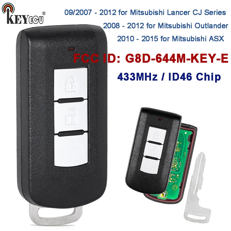 KEYECU AU 433MHz ID46 FCC ID: G8D-644M-KEY-E for Mitsubishi Lancer CJ ...