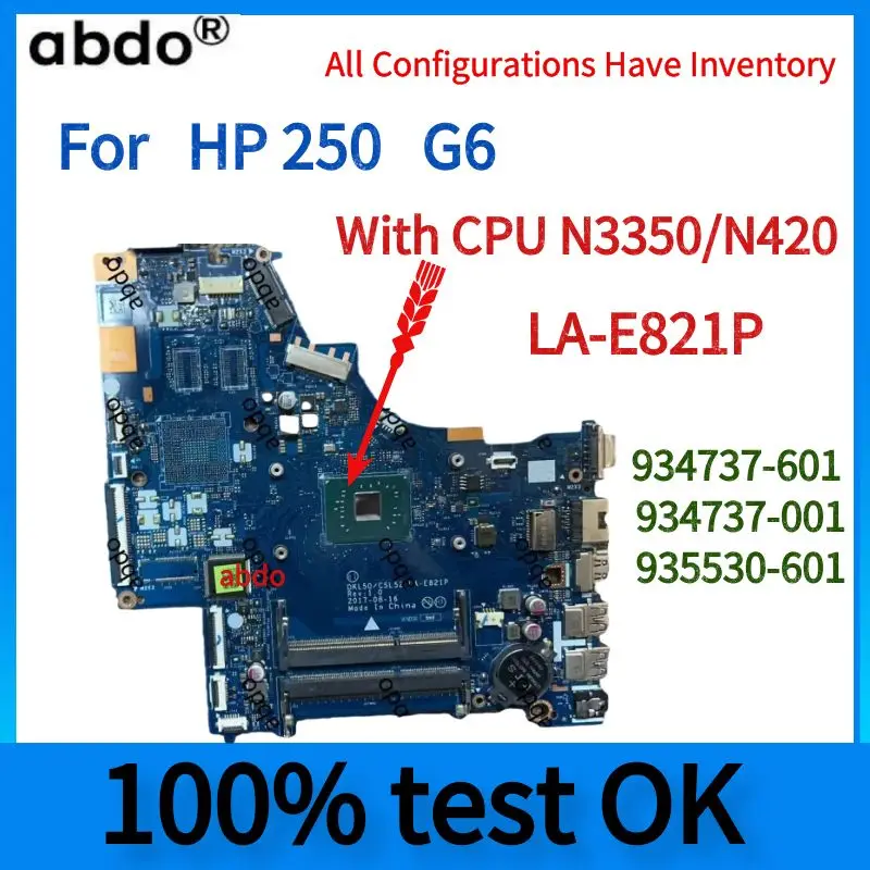LA-E821P-Motherboard-For-HP-250-G6-Laptop-Motherboard-With-CPU-N3350 ...