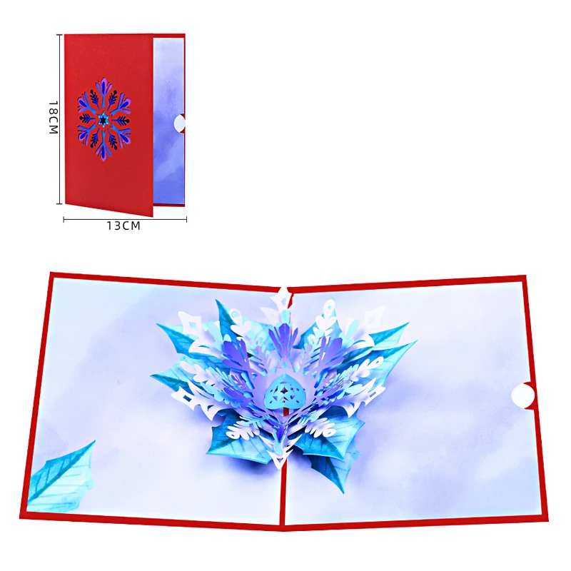 3D-Snowflake-Pop-Up-Christmas-Card-with-Envelope-Leaf-Message-Card ...