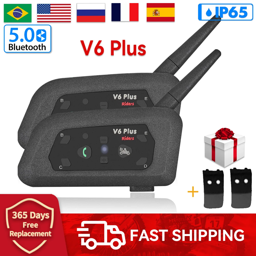 2PCS-V6-Plus-Motocicleta-Capacete-Intercom-Headset-Bluetooth-Esqui ...