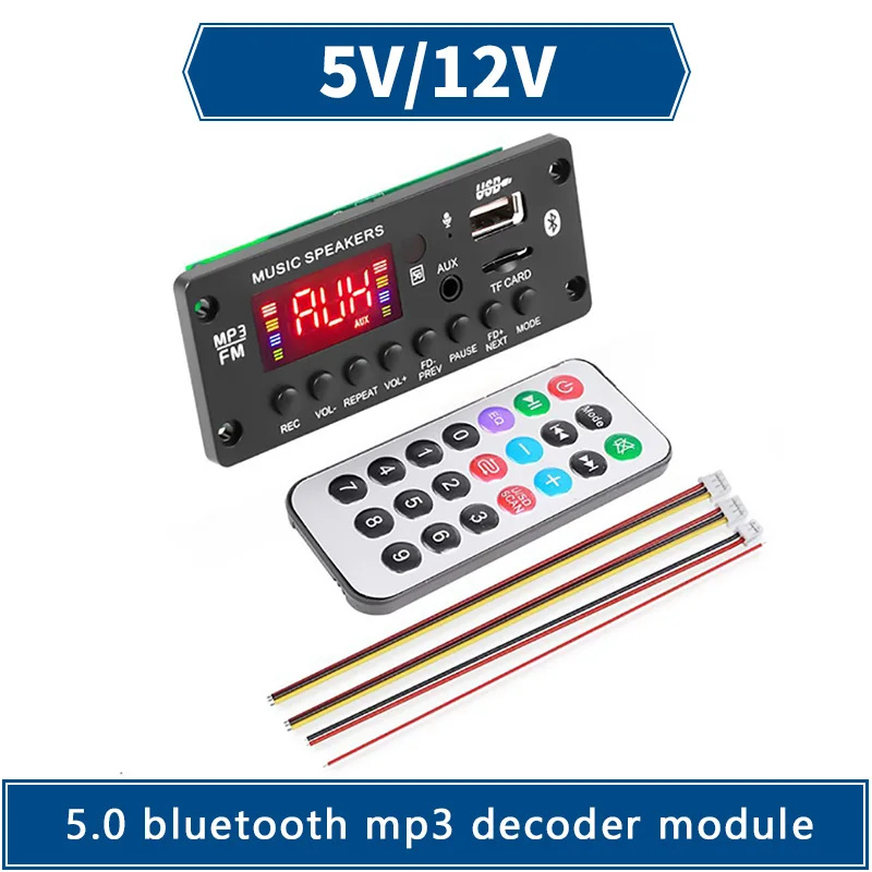 Car Audio Mp3 Decoder Board Color Screen Display Bluetooth Version 5.0 ...