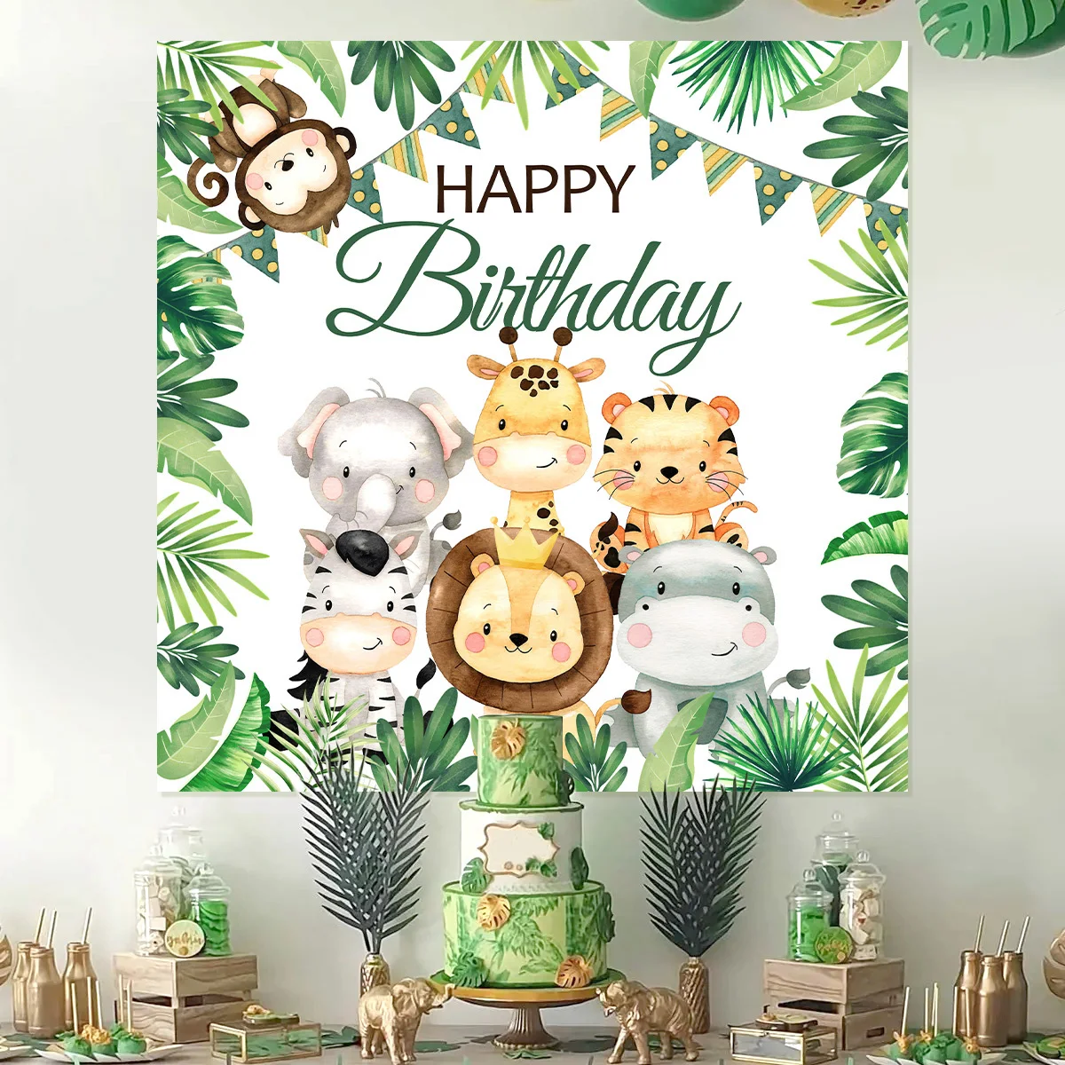 120-120cm-Jungle-Animal-Birthday-Background-Drop-Jungle-Safari-Birthday ...