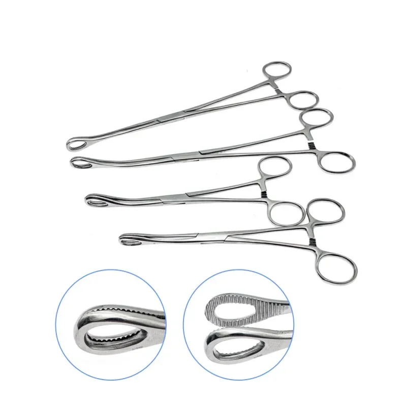 18CM-25CM-Sponge-Forceps-Straight-Curved-Serrated-Jaws-Surgical ...