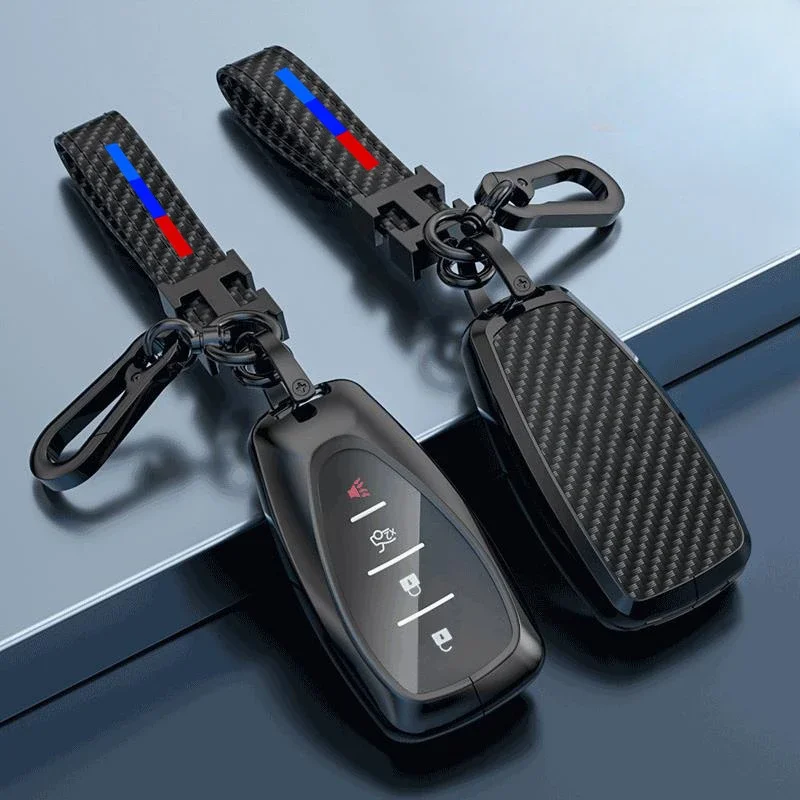Carbon-Fiber-Smart-Car-Key-Fob-Case-Cover-Remote-Shell-Holder-Chain-For ...