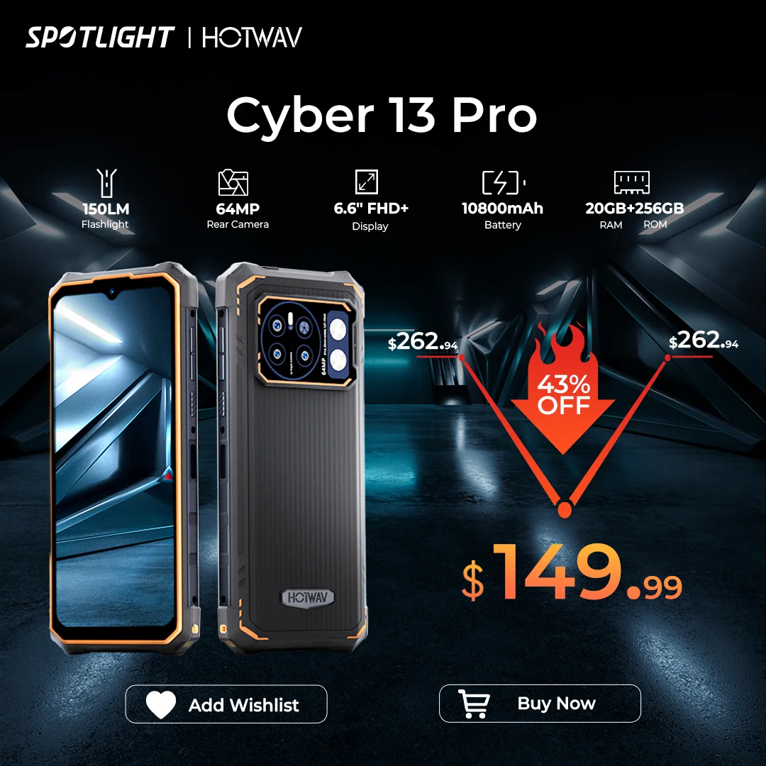 [World Premiere] HOTWAV Cyber 13 Pro 150LM Flashlight 20GB+256GB 6.6 ...