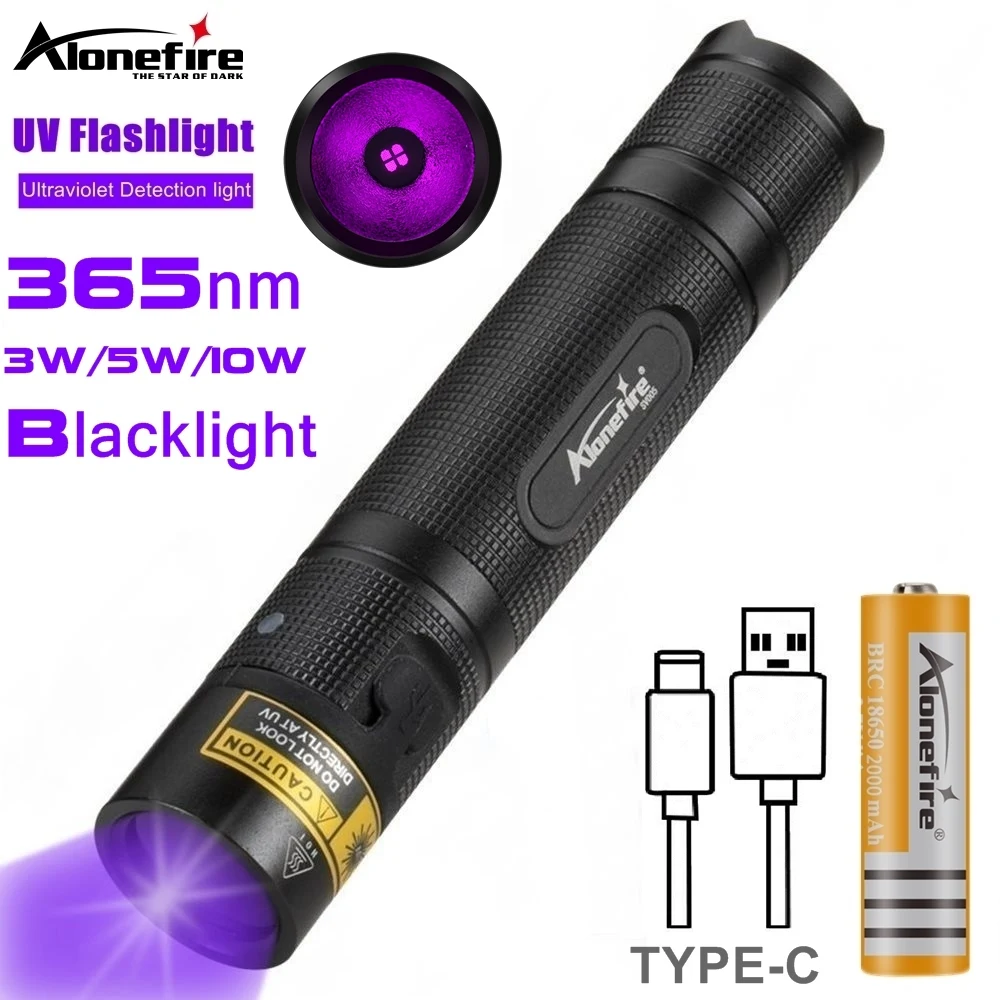 10W-365nm-UV-Flashlight-USB-Rechargeable-Ultraviolet-Black-light-Torch ...