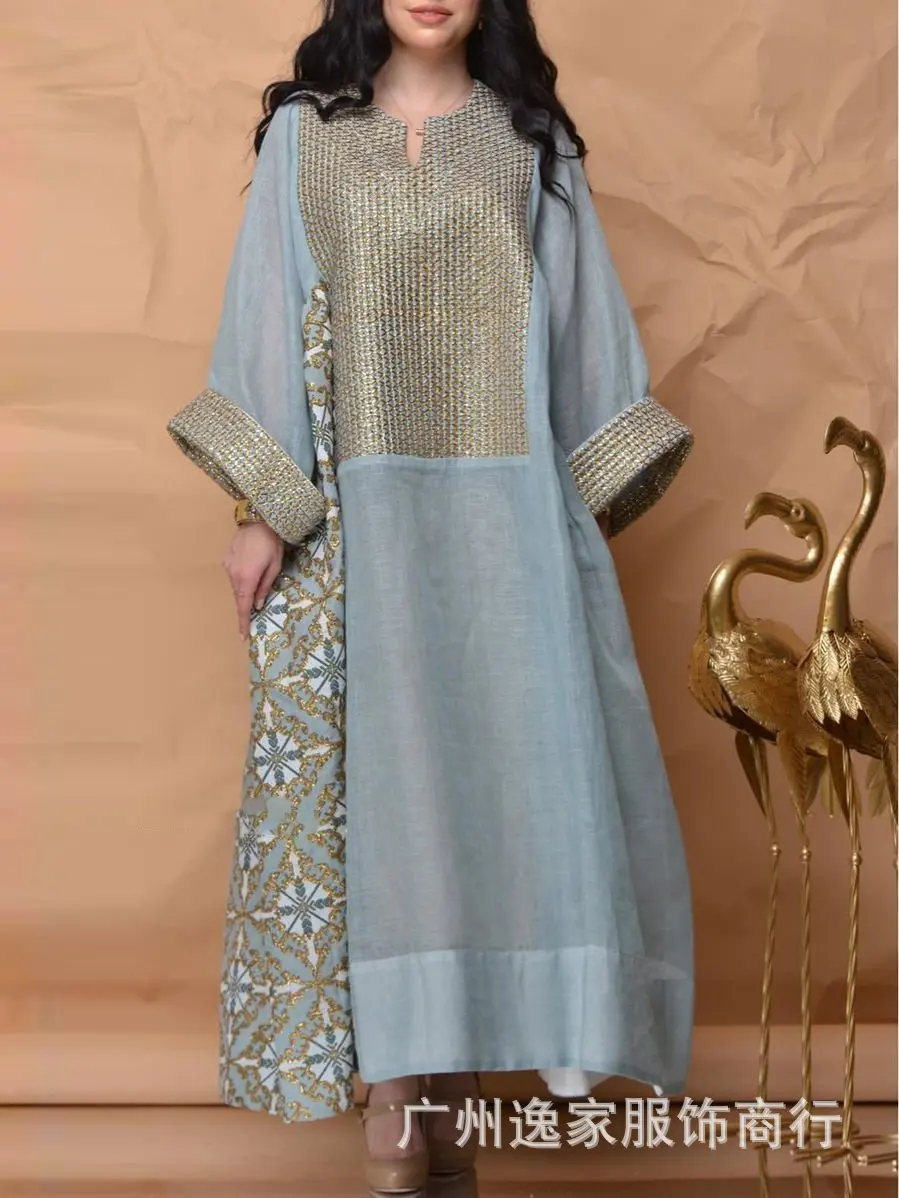 Muslim Dress Abaya Long Sleeve Printed Dresses For Women Abayas Dubai ...