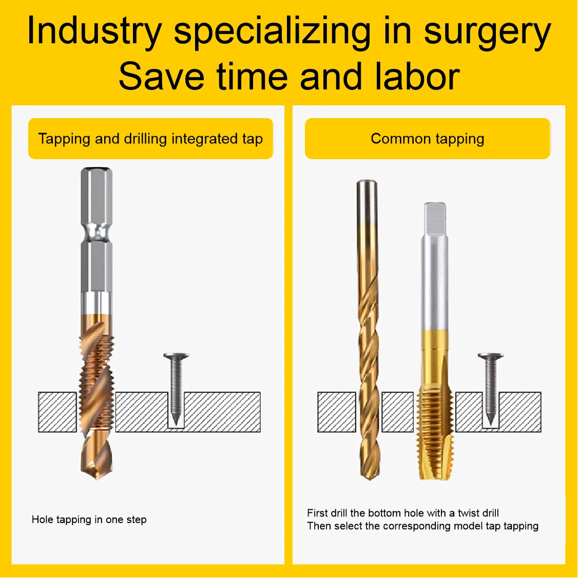 Tournevis,Tige hexagonale plaquée titane HSS,filetage de vis,forets à ...